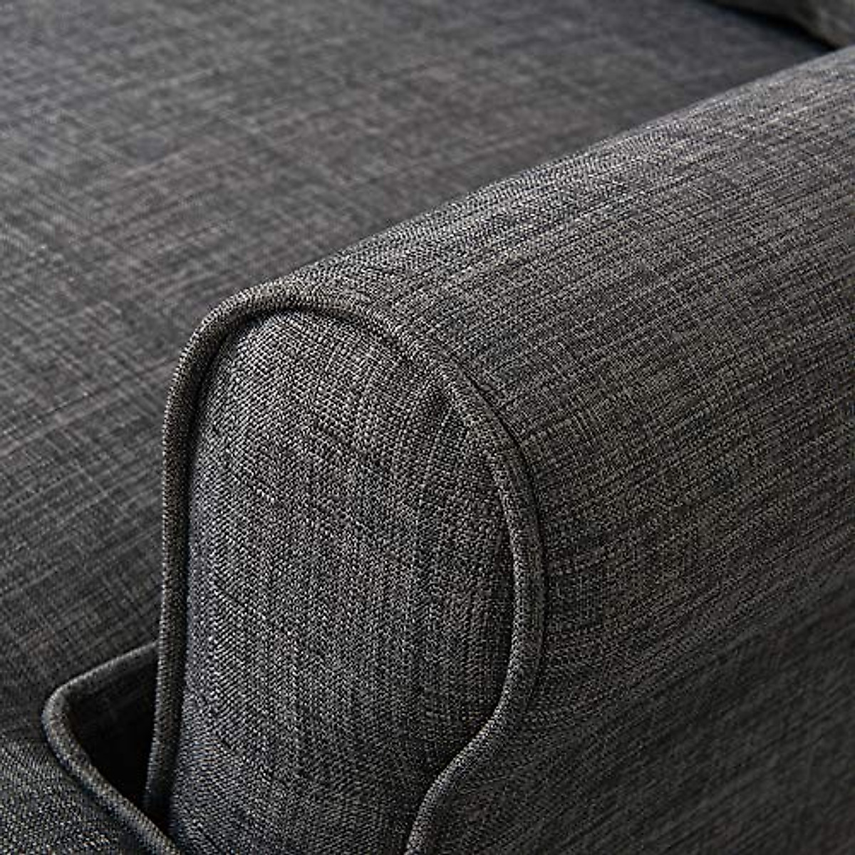 Serta Harmon Reversible Sectional Sofa, Modern L-Shaped Couch for Small Spaces, Soft Fabric Upholstery, Rolled Arm, Dark Gray