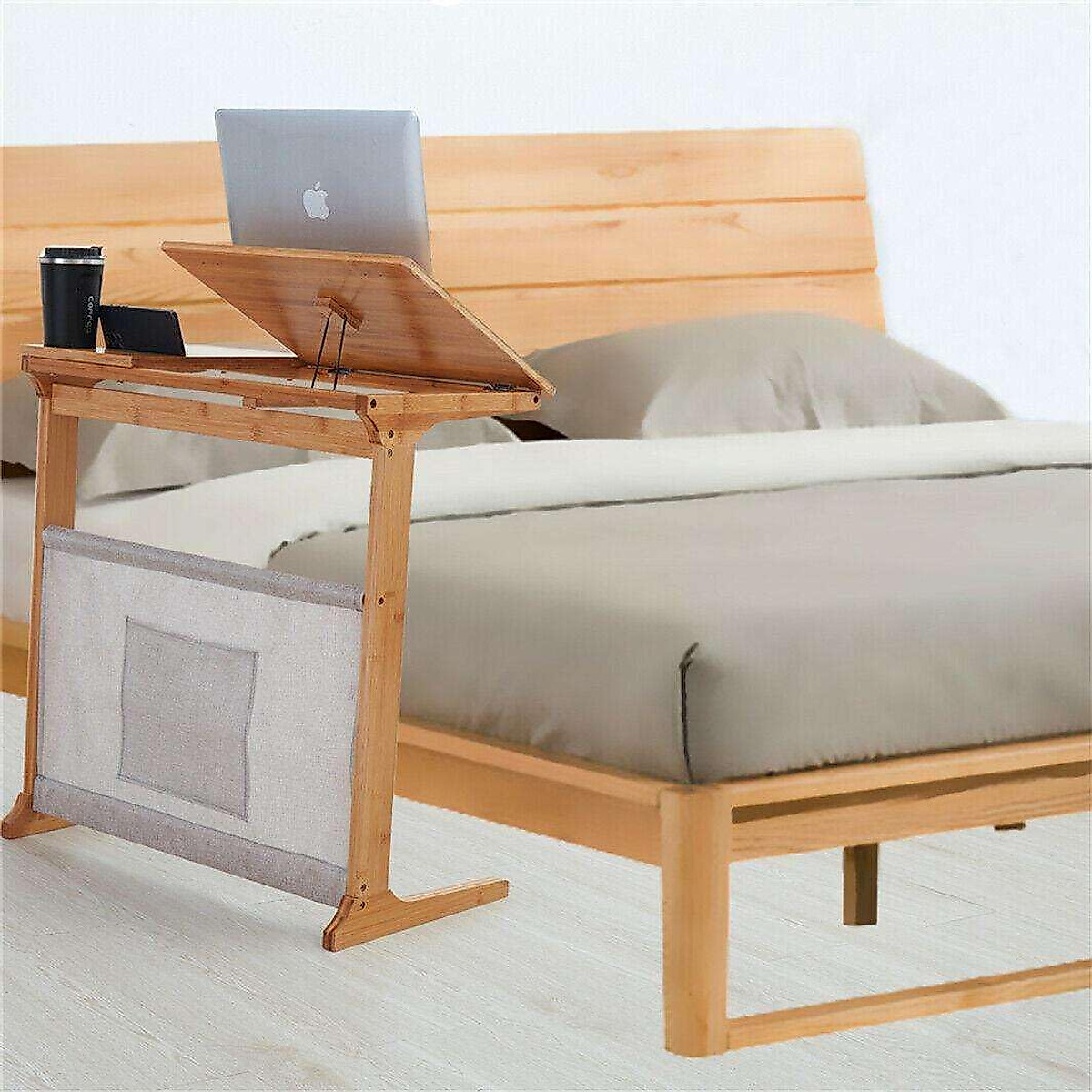 VBSQ Bamboo Laptop Desk Table End Side Table Angle Adjustments Top Tray Home Office Mikalo Home Office Office Furniture Standing Desk Computer Desk Stand up Desk Gaming Desk Standing Desk Office