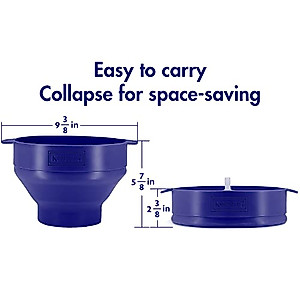 The Original Korcci Microwaveable Silicone Popcorn Popper, BPA Free Microwave Popcorn Popper, Collapsible Microwave Popcorn Maker Bowl, Dishwasher Safe - Blue