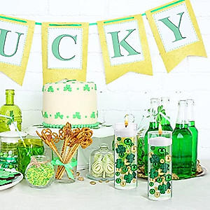 2106 Pieces St. Patrick's Day Vase Filler Shamrocks Ornament for Vase Filler Floating Candles for Vases Floating Candles Centerpiece for St. Patrick's Day Festival Party Table Home Decor