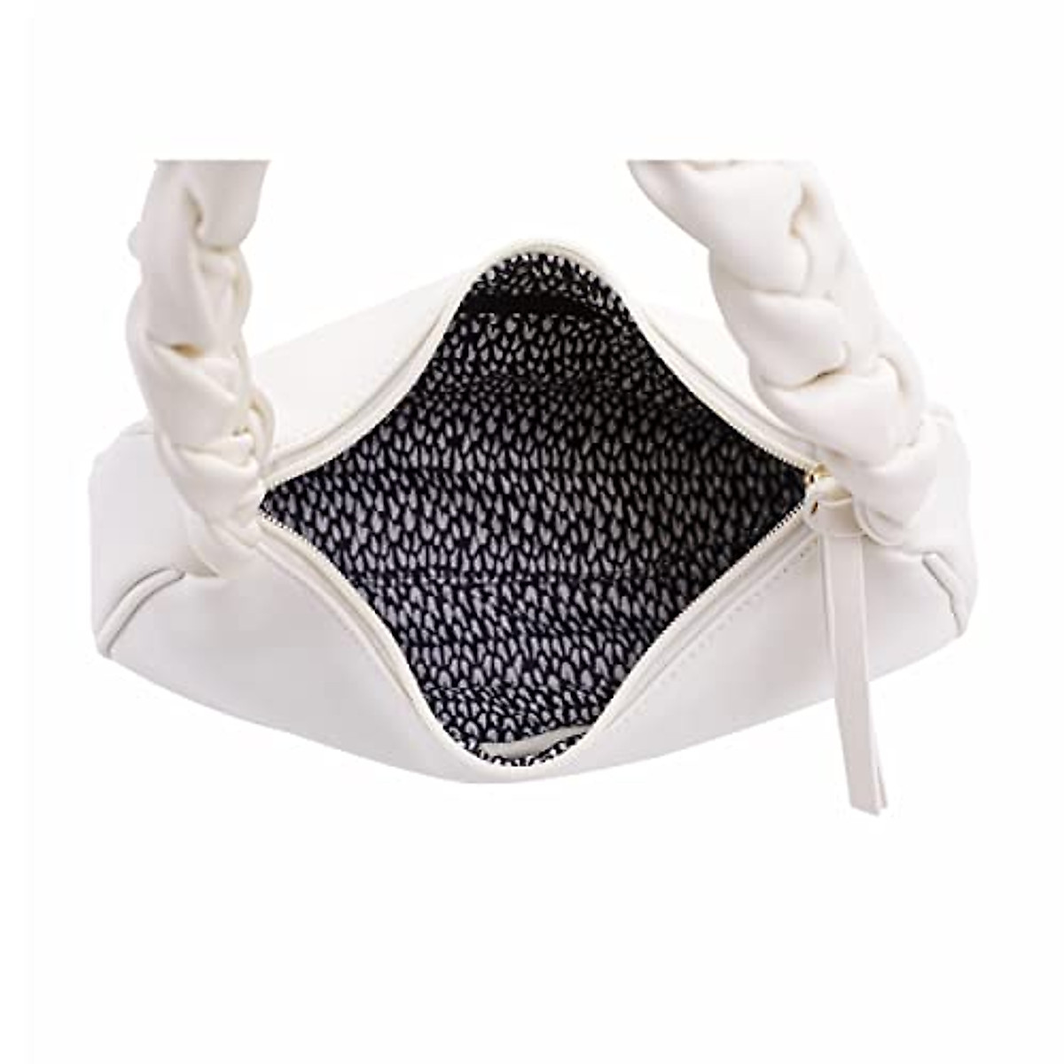 Emperia Braided Top Handle Shoulder Bag For Women, Trendy Designer Small Hobo Tote Handbag_White