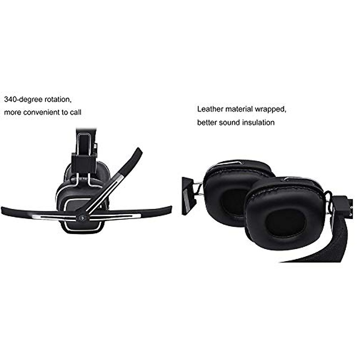 Trucker Bluetooth Headset Wireless with Noise canceling Microphone, On-Ear Wireless Headphones with Mic for iOS & Android Mobile Phone, Skype, Truck Driver,Call Center,Voip
