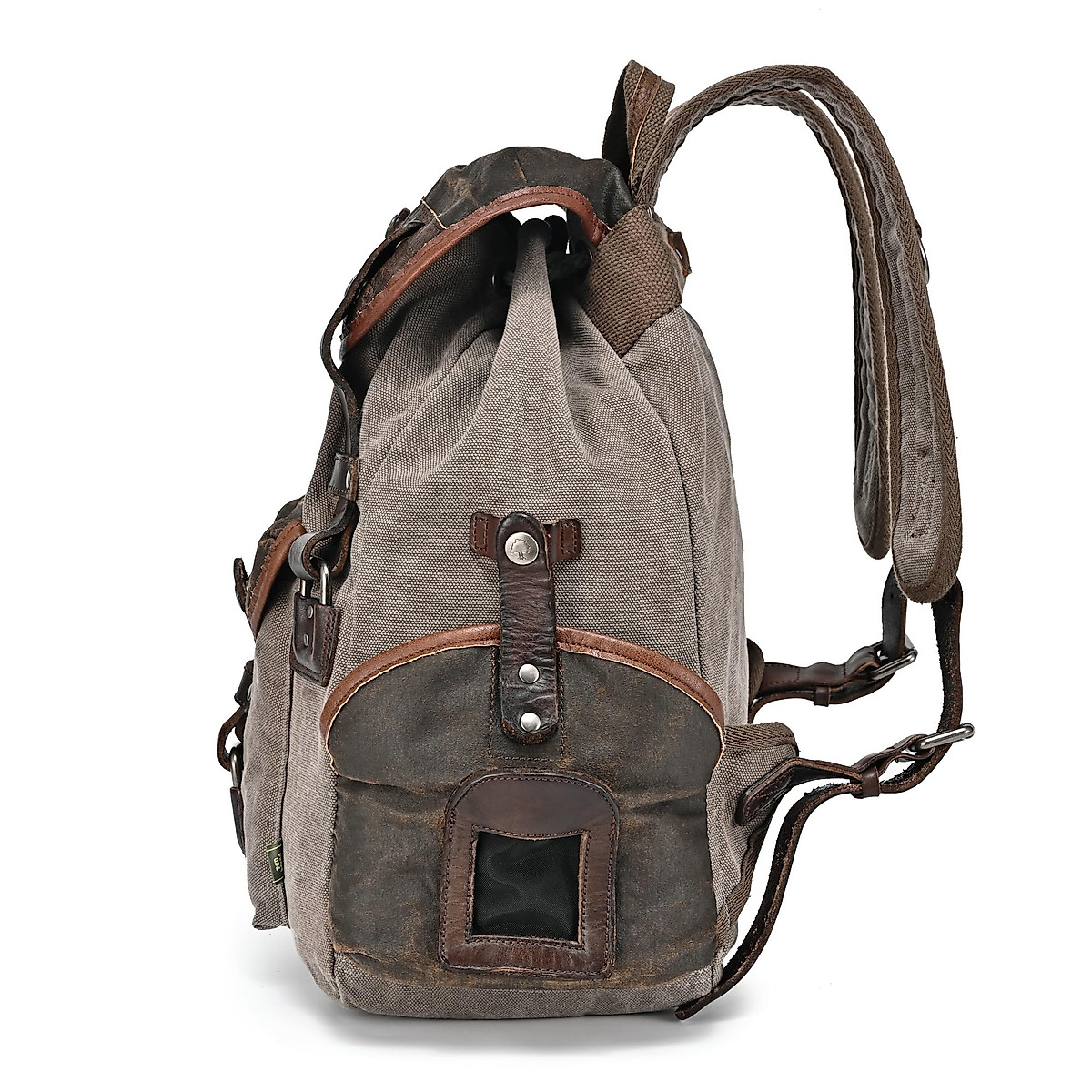 TSD The Same Direction Tapa Canvas Backpack | Vintage Backpack | Large Canvas Backpack with Genuine Leather Accents | For Laptop - Retro Backpack (Grey)