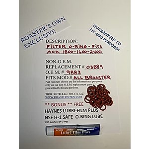 16 Pk. OF FILTER O-RING FITS BROASTER MOD. 1600 1800 2400 (With FREE Fryer Boil Out O-Ring Cleaner Pkt.) F.D.A. FOODSERVICE GRADE.