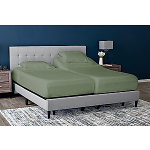 Split Sheet Set (5Pc) Split California King Sheets for Adjustable Beds 100% Egyptian Cotton 800 Thread Count Split California King Sheet Set, 21" Deep Pocket Adjustable Bed Sheets, Sage Solid