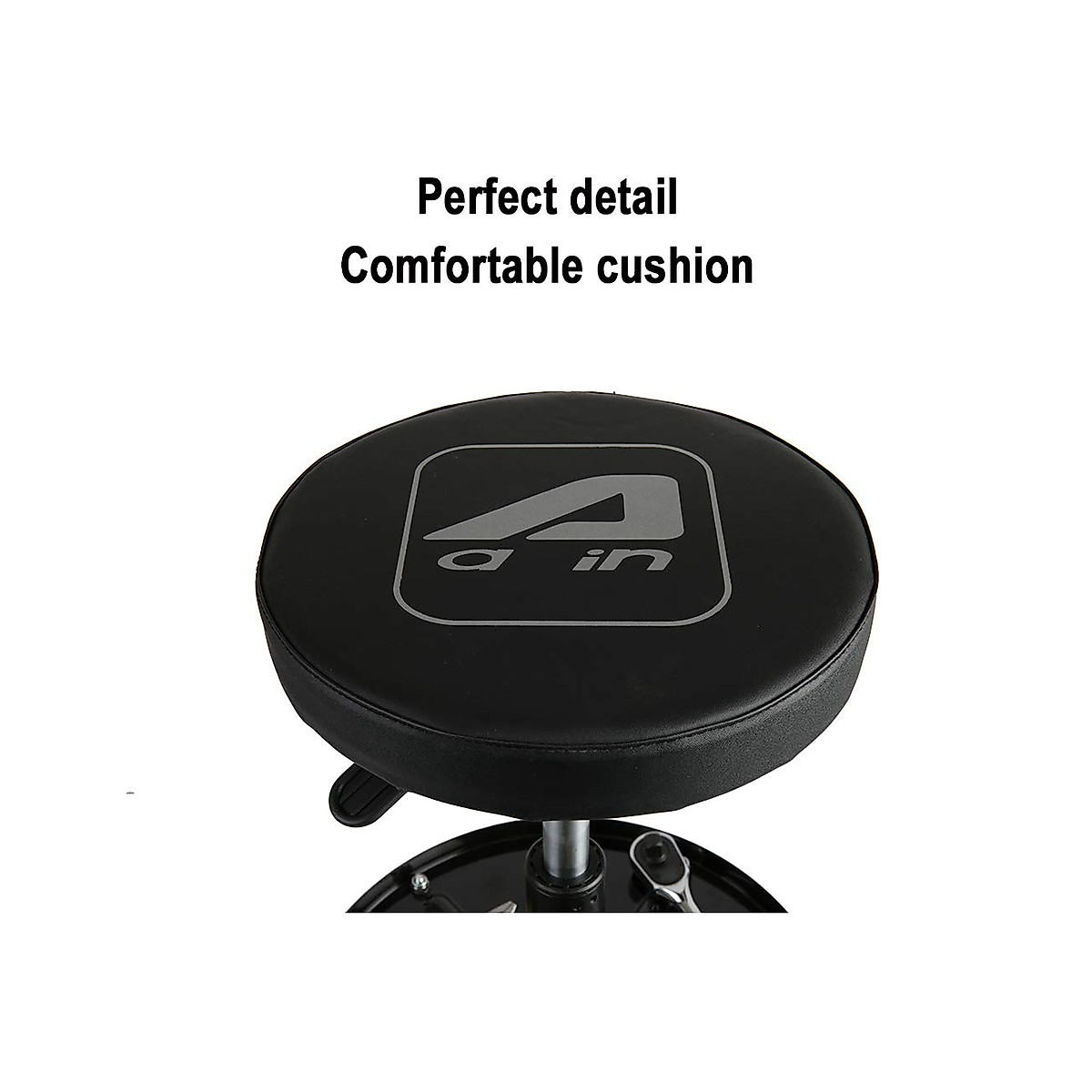 Aain® Adjustable Height Swivel Shop Seat with Tool Tray, Rolling Stool with Wheels/Casters For Garage Workshop and Auto Repair Shop(Black)