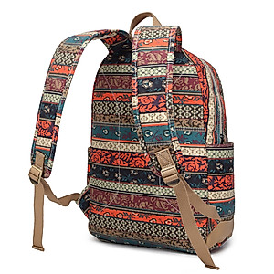 Kinmac New Bohemian Laptop Backpack with Massage Cushioned Straps Student Travel Outdoor Backpack for Laptop Up to 15.6 Inch