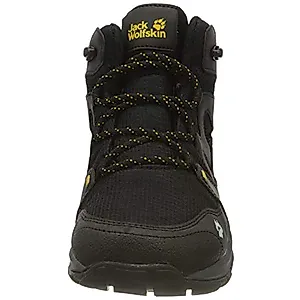 Jack Wolfskin MTN Attack 3 Texapore Mid K Hiking Boot, Black/Burly Yellow Xt, 11 US Unisex Big Kid