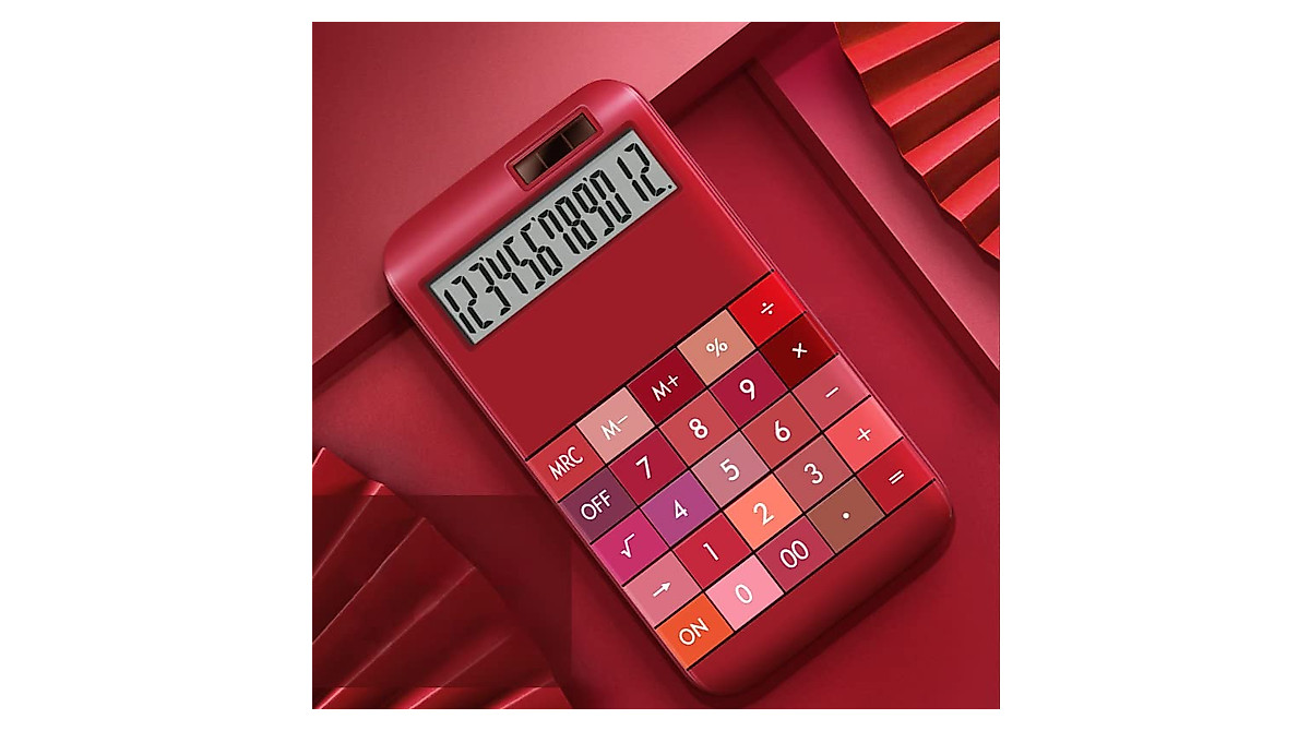 AOAILION Stylish Red Calculator with Dual Power