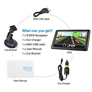 GPS Navigation for Car （9 Inch） Slimline Touch Screen Real Voice Direction ，USA Edition 2025 (Free Lifetime Updates) Turn-by-Turn Voice and Lane Guidance, Speed and Red Light Warning (American Brand)