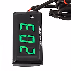 Motorcycle Water Thermometer, Motorcycle Digital Water Thermometer Digital Display Durable Stable High Definition Easy To Install for Motorcycle (Green)