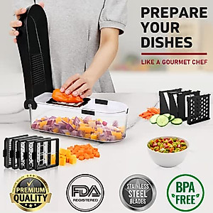 Vegetable Chopper 9 in 1 Multifunctional Food Dicer, Onion Chopper Vegetable Cutter, Veggie Chopper with Container, Mandoline Slicer for Kitchen, Carrot Grater Shredder, Kitchen Gadgets