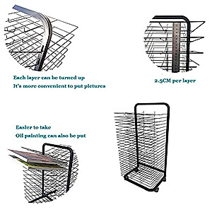 NEOCHY Drying Racks,Can Be up and Down Art Drying Racks, Oilings, Watercolors and Cultural and Art Paper Works Display Racks 20-Shelf/H78Cm/20 Floors