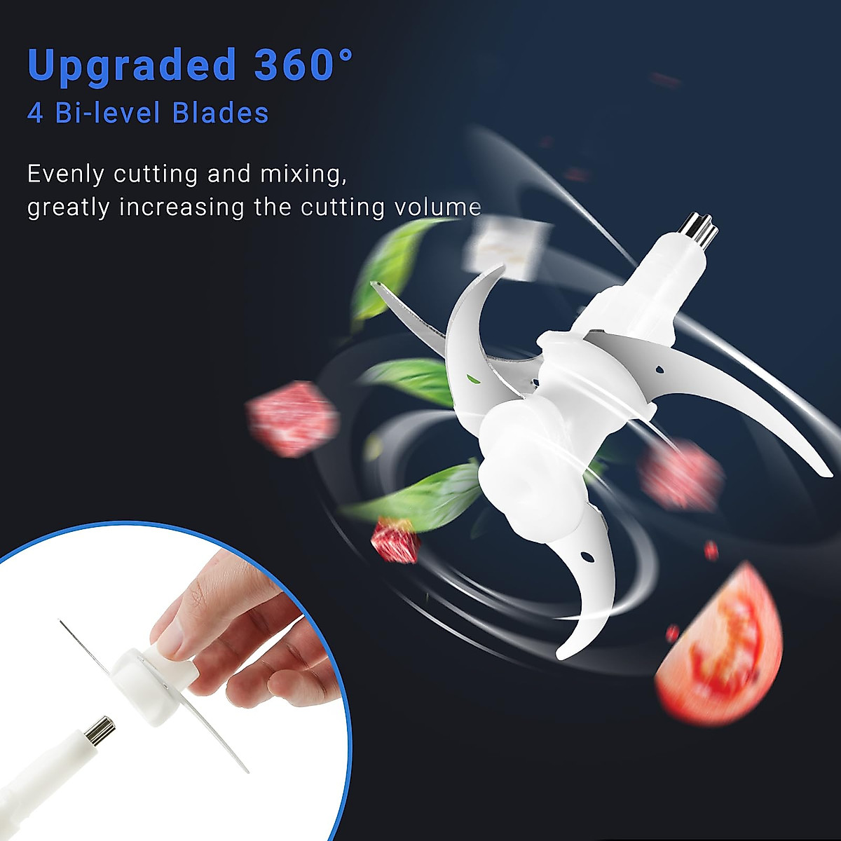 Meat Grinder Electric, AMZCHEF 500W Food Processor with Stainless Steel Bowl (8 Cup) & 2 Speed Modes, Meat Vegetable Chopper Electric with 4 Sharp Blades for Family & Baby Use