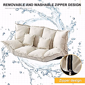 YokIma Tatami Lazy Lounge Couch,Double Folding Sofa Bed, Floor Lazy Sofa Bed,Multi-Position Adjustable Lounger Sleeper Seat Chair with 2 Pillows, Home Office Living Room Bedroom,Dark Blue (Beige)