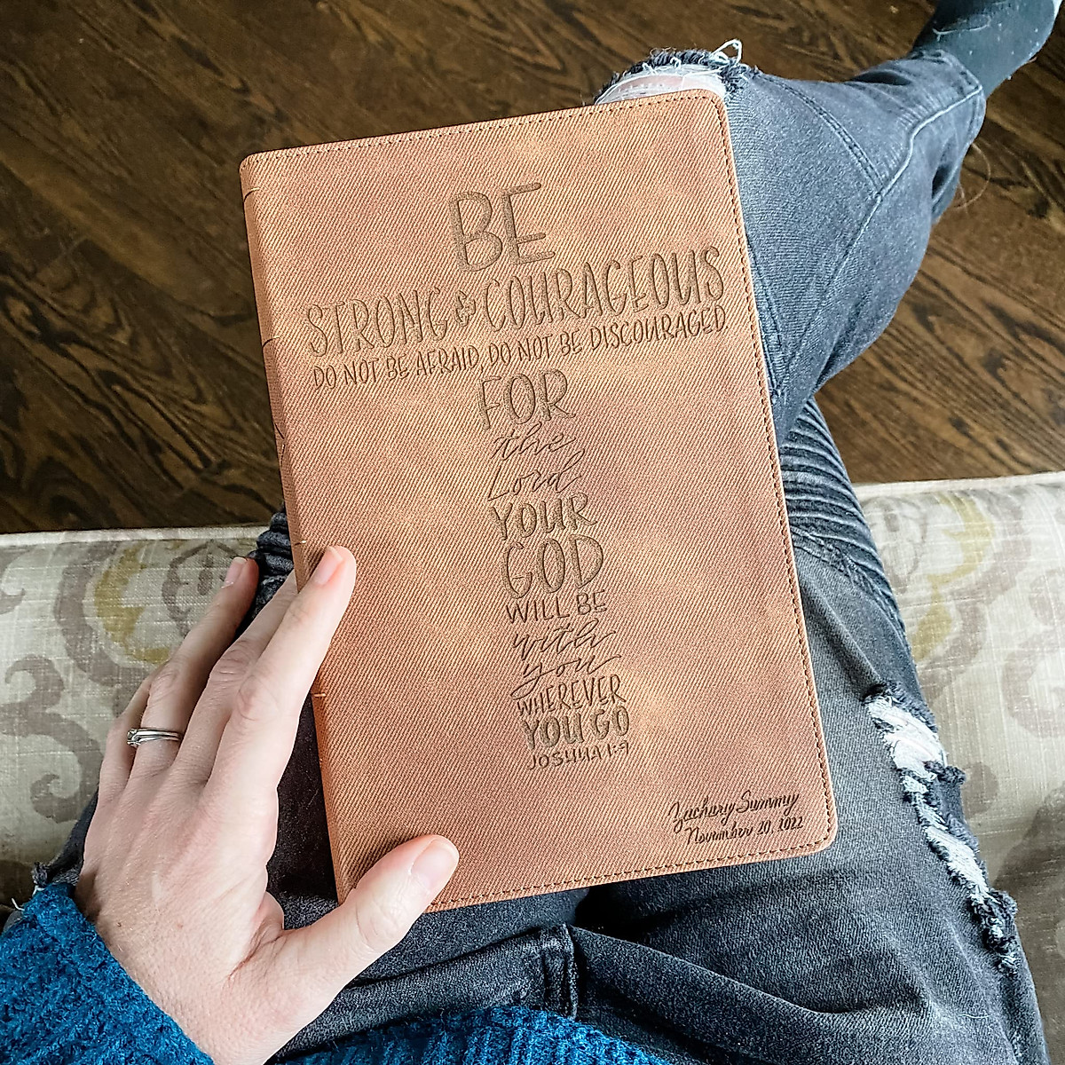 Hand Lettered and Laser Engraved NIV Passaggio Bible, Brown, Custom Name Engraving Available, Personalized Gift for Wedding, Baptism, Graduation or Birthday