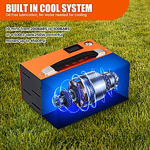 TOAUTO A5 4500Psi 30Mpa PCP Air Compressor,12V DC/110V AC PCP Airgun Compressor with Built-in Fan& Water/Oil-Free& One Button Start, with Adapter HPA Compressor for Paintball/PCP Rifle/Mini Scuba Tank