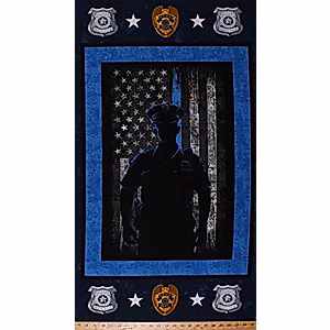 23.5" X 43" Panel Police Department Flag Law Enforcement Officers Policemen Cops Insignia Cotton Fabric Panel (D762.53)
