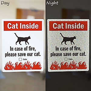 SmartSign (Pack of 5) 5 x 4 inch “Cat Inside - in Case of Fire Please Save Our Cat” Labels, 5.5 mil Laminated Vinyl, 3M Engineer Grade Reflective Material, Red/Black on White, Made in USA