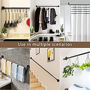 FELIDESIGN Outdoor Curtain Rod, 1 Inch Industrial Curtain Rod, Stainless Steel Curtain Rods, Black Curtain Rod, Curtain Rods for Windows 28 to 48, Rust Resistant for Indoor/Outdoor Use