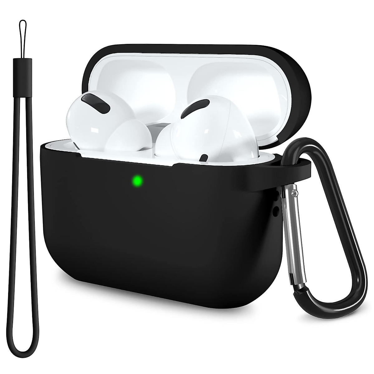 Lerobo Compatible for AirPods Pro 2nd/1st Generation Case Cover 2022/2019 with Keychain & Lanyard,Soft Silicone Skin Full Protective AirPod Pro Case for Apple Airpod Pro 2 [Front LED Visible] Black