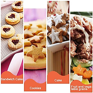 Goeielewe 3-Pack Vegetable and Fruit Cutter Shapes Set, Mini Pie, Stainless Steel Cookie Stamps Mold with Wood Handle, Cookie Cutter Decorative Food for Baking Crafts - Flower, Heart, Star