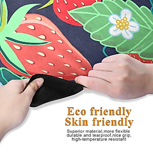 Qilmy Strawberry Yoga Mat Non-Slip Foldable Sweat Absorbent Travel Yoga Mat with Carrying Bag for Yoga, Pilates, Exercise, Workout, Bikram and Hot Yoga 71 x 26 Inch