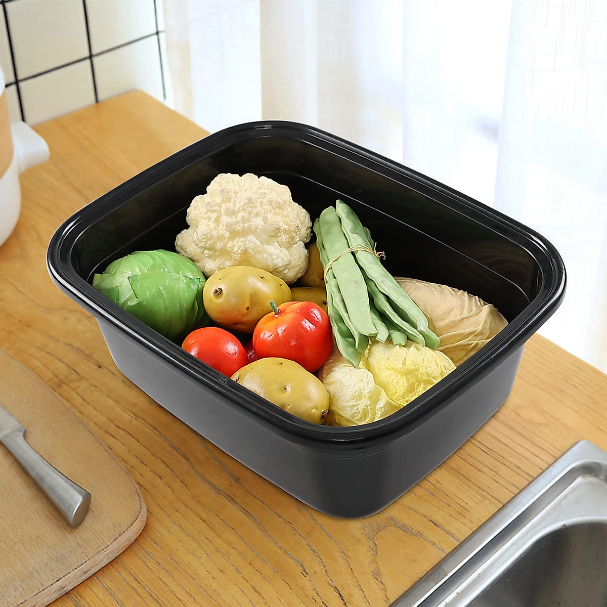 Kekow 16 Quart Plastic Wash Basin/Dish Pan, Pack of 4, Black