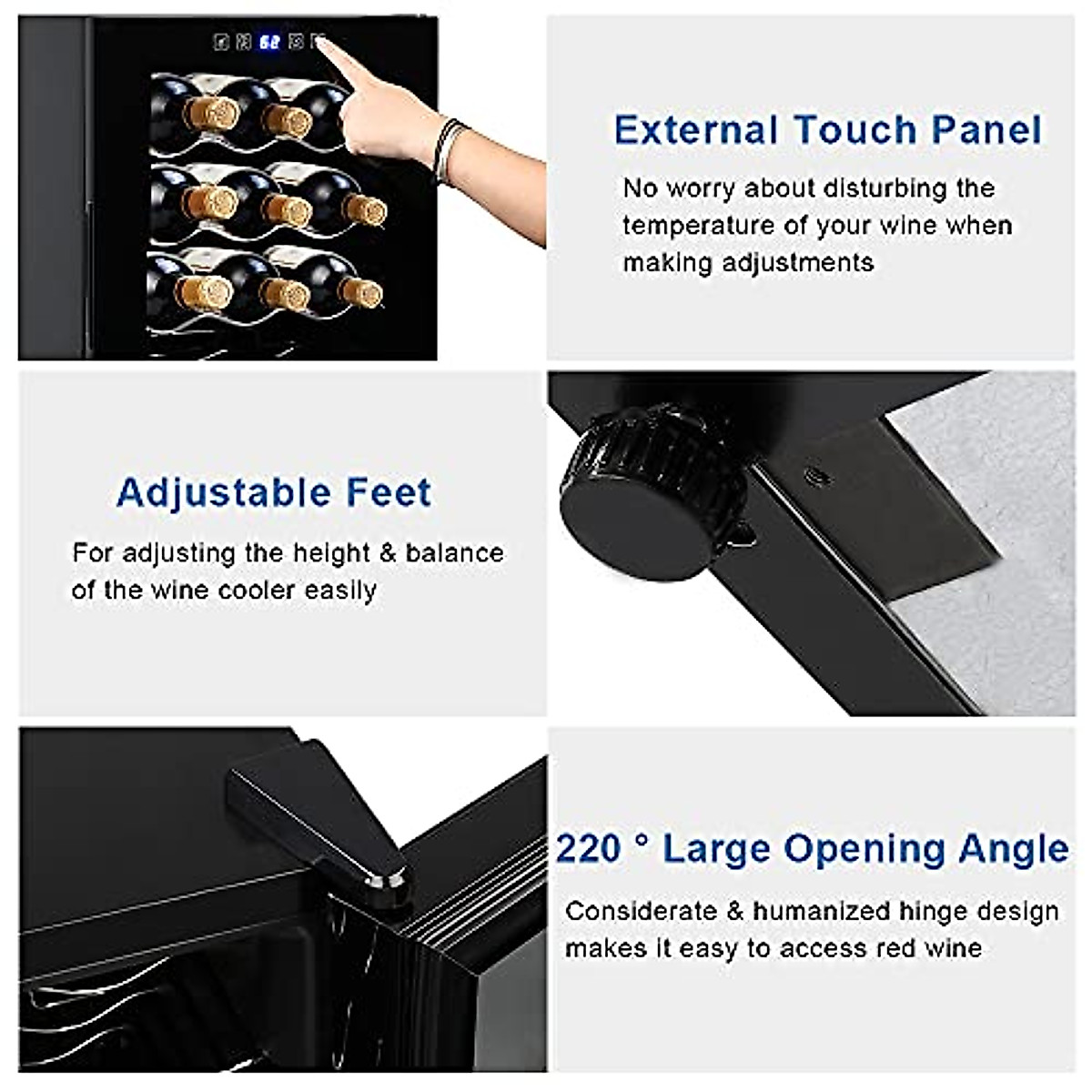 Winado 18 Bottle Compressor Wine Cooler Refrigerator w/Adjustable Temperature, Freestanding Compact Mini Wine Fridge with Digital Control & Removable Shelves