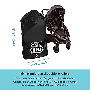 J.L. Childress Gate Check Bag for Single & Double Strollers - Stroller Bag for Airplane - Large Stroller Travel Bag for Airplane - Air Travel Stroller Bag - Black