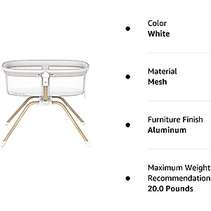 ANGELBLISS 3 in 1 Rocking Bassinet & Baby Bassinet Bedside Crib, One-Second Convert Travel Portable Bassinet Newborn Baby (White)