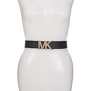 Michael Kors 38mm Leather Reversible MK Logo Plaque Buckle Belt (Brown/Black, M)
