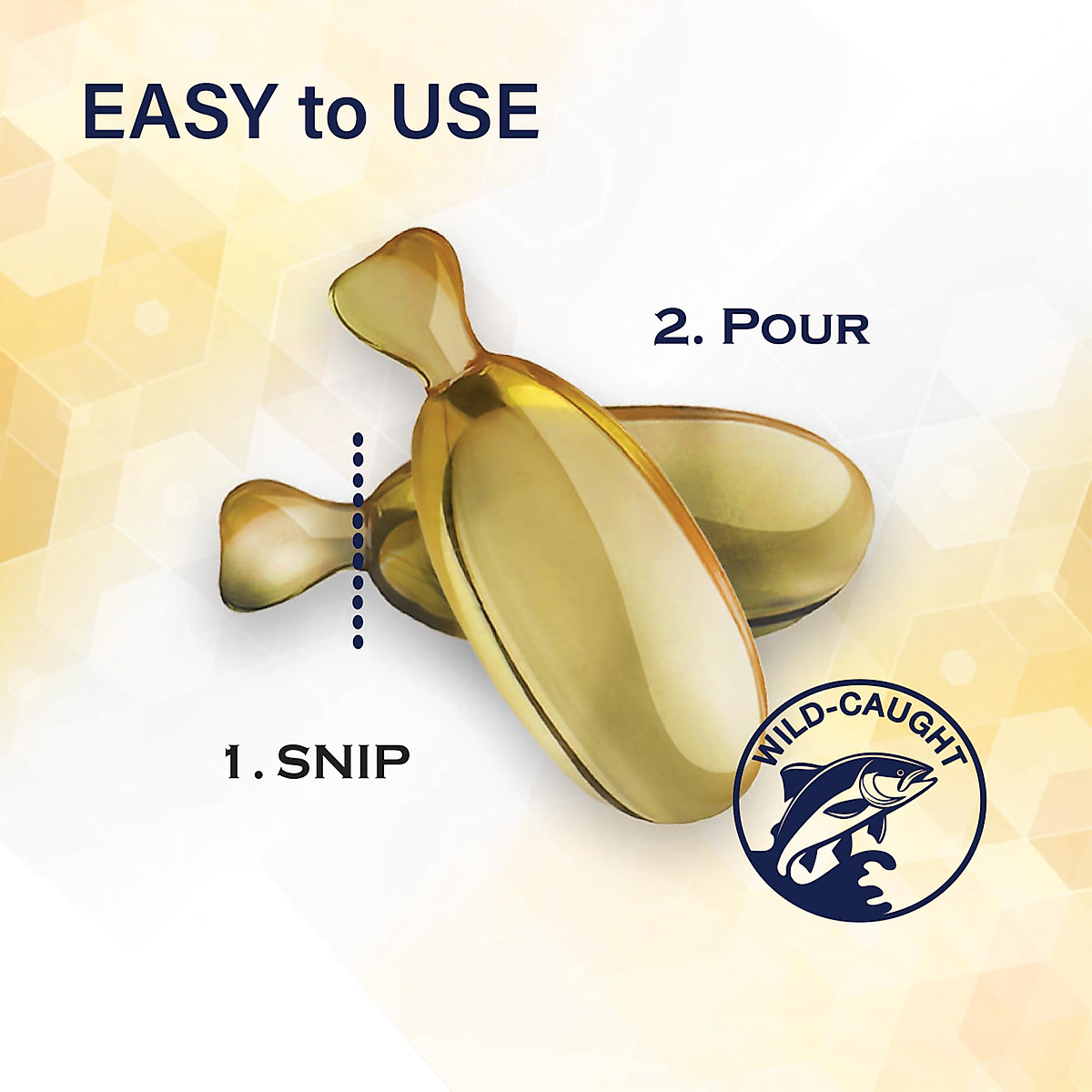 Omega-Caps High Potency Snip Tips for Medium to Large Breeds-Vet Formulated for Healthy Radiant Skin & Coat. Contains Omega 3 for Joint & Immune System Support, Easy to Dose, 60 Snip-tip Capsules