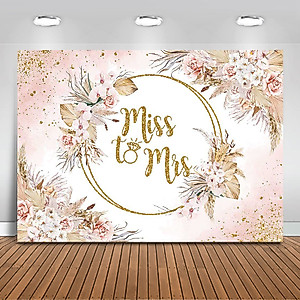 Mocsicka Boho Miss to Mrs Backdrop Bridal Shower Engagement Party Decorations Boho Floral Wedding Bride to Be Engagement Photography Background (7x5ft)