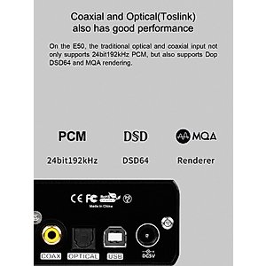 Topping E50 MQA Full DAC ES9068AS XU216 32Bit/768kHz DSD512 PCM768kHz Decoder RCA TRS Ultra Low Noise Preamp (Black)