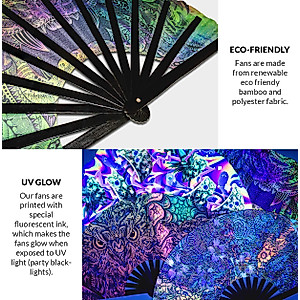 Leopard Print Pattern UV Glow Foldable Hand Fan Leopard Fur Print Patterns Handheld Fan Animal Leopard Print Fan for Animal Print Lovers (Style 8)
