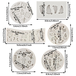 MYPRACS Baby Silicone Fondant Cake Mold Baby Shower Cupcake Mold Baby Feet Fondant Mold For Sugar Cake Decoration Candy Chocolate Gum Paste Polymer Clay Set Of 6