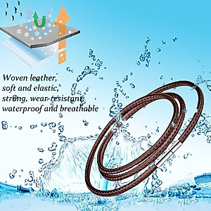 Otxas Leather Necklace Cord, 18inch-24inch Waterproof Rope Necklace for Men Women, 316L Stainless Steel Clasp, 2,3mm Width Leather Necklaces (24 inch, brown 2mm diameter)