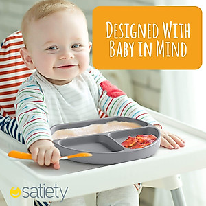 Toddler Plates Suction Plates for Baby Silicone Baby Plates 100% Food-Grade Silicone, First Stage toddler plate with Suction Feeding Supplies for Kids, Microwave & Dishwasher Safe Light Blue