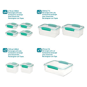 Sistema 18-Piece Food Storage Containers with Lids for Lunch, Meal Prep, and Leftovers, Dishwasher Safe, Clear/Blue