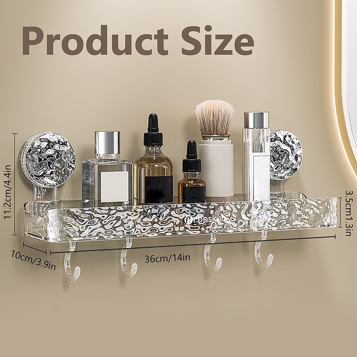 Shower Caddy Storage Rack without Drilling, Clear Shower Shelf with Suction cup, Wall Mounted Shower Rack, Shower Organizer - light luxury style glacier pattern Storage Caddy - Bathroom, Kitchen, room