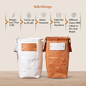 Belle Menage Kitchen Recycling Bin, Small Recycling Bin for Kitchen Indoor, Paper Recycling Bin, Can Recycling Bin, Trash Recycle Bin Combo, Trash Can and Recycle Bin Combo (White+Orange)
