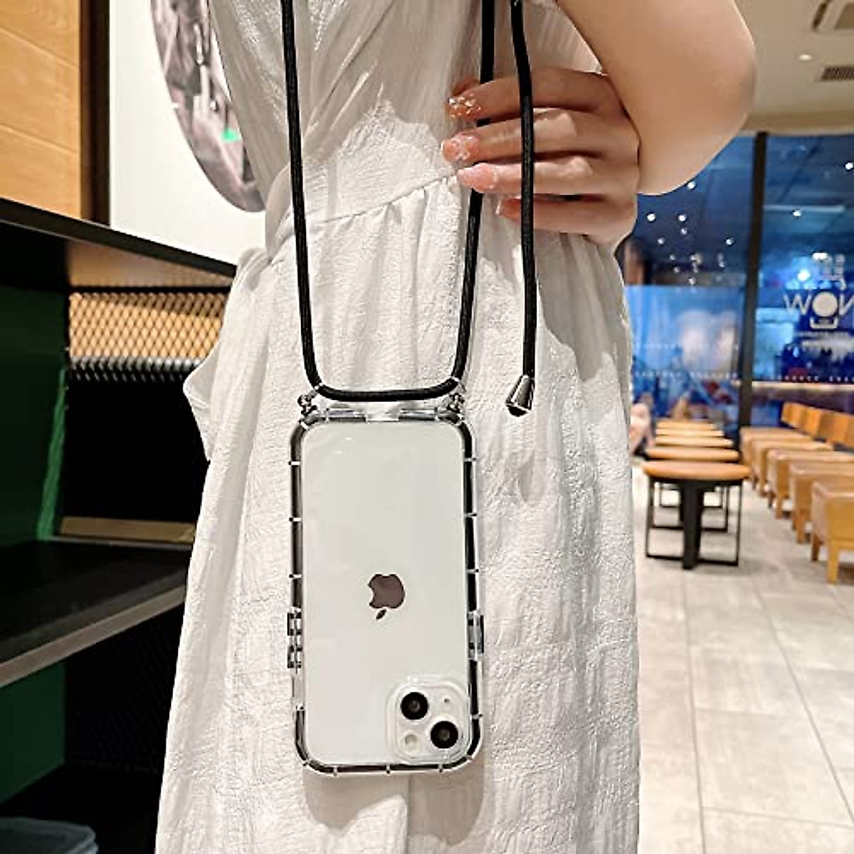 ELTIIGO for iPhone 14 Pro Max Clear Case with Crossbody Lanyard, Slim Translucent Shockproof Soft Protective Cover with Anti-Lost Detachable Adjustable Shoulder Neck Strap for Girls Women - Green