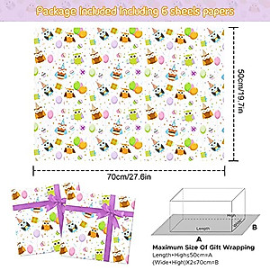NEPOG Birthday Wrapping Paper for Kids Boys Girls, Colorful Owls Design Gift Wrapping Paper, Cute Animals 6 Sheets Folded Flat 20x28 inches per Sheet for Birthday Party Baby Shower Kindergarten