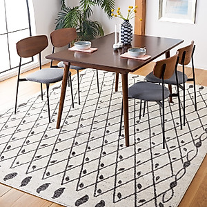 SAFAVIEH Tulum Collection Area Rug - 9' x 12', Ivory & Black, Moroccan Boho Tribal Design, Non-Shedding & Easy Care, Ideal for High Traffic Areas in Living Room, Bedroom (TUL650A)