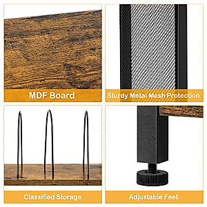 ETELI Tall Side Table 3 Tier Record Player Stand Table with Vinyl Storage Small Industrial Side Table Vinyl Record Stand Turntable Stand Hold Up to 170 Albums for Living Room Bedroom Office