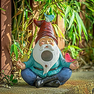 Yinns Bird House, Wild Bird House for Outside, Resin Waterproof Bird House, Decorative Funny Gnomes Bird House with Solar Powered LED Light for Home Garden Decor
