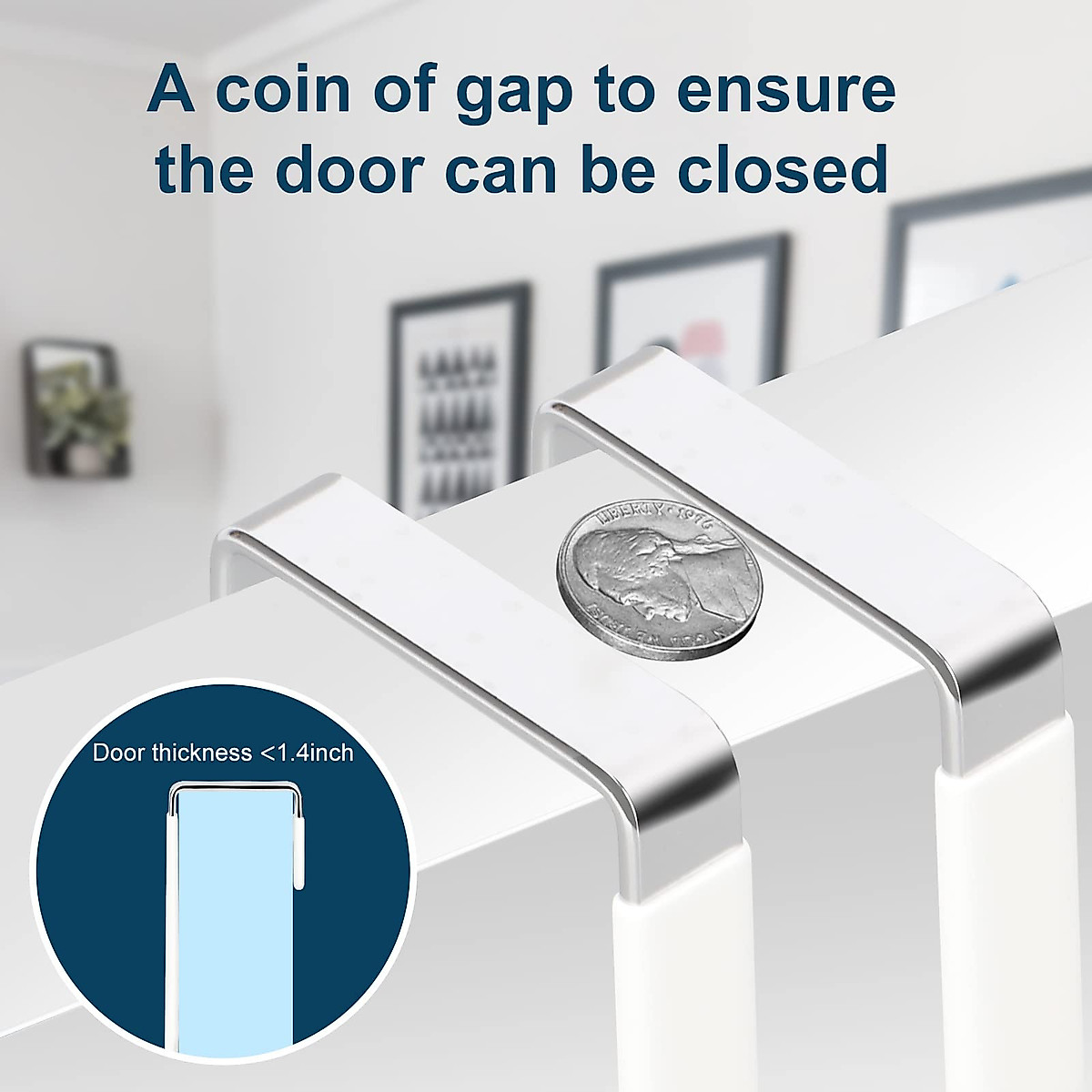 DAJIANG Over Door Hooks, 4 Pack - Soft Rubber, Prevent Scratches, For Hanging Clothes, Towels, Bags in Bathroom, Bedroom, Kitchen