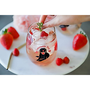 Drinking Divas Black Lab Labrador You 15oz Stemless Wine Glass 2021 - Fun Gifts for Women, Mom, Best Friend, Sister, Girlfriend, Wife, Cute Dog Lovers - Adorable Birthday Mother's Day Present