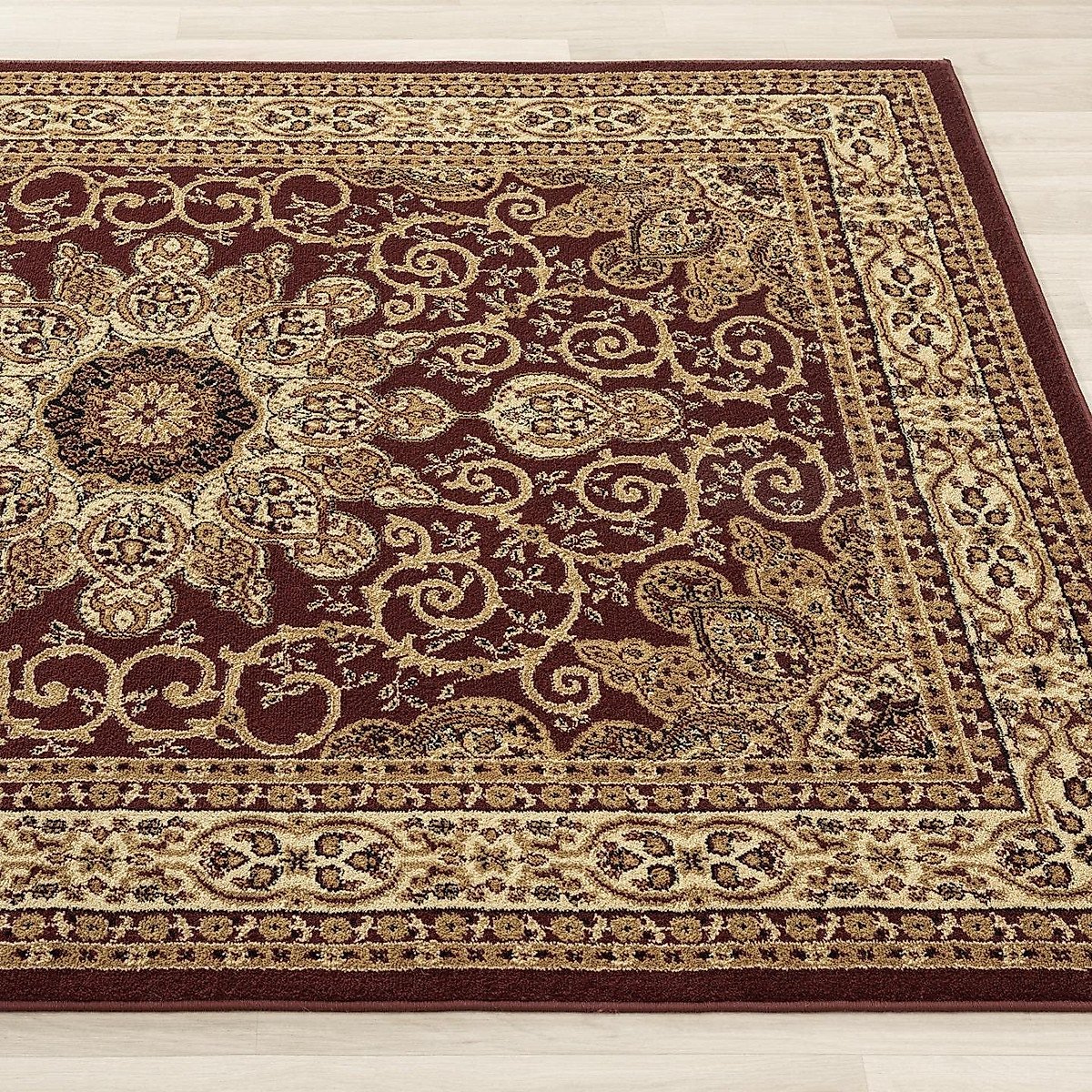 LUXE WEAVERS Oriental Floral Medallion Burgundy 5x7 Area Rug